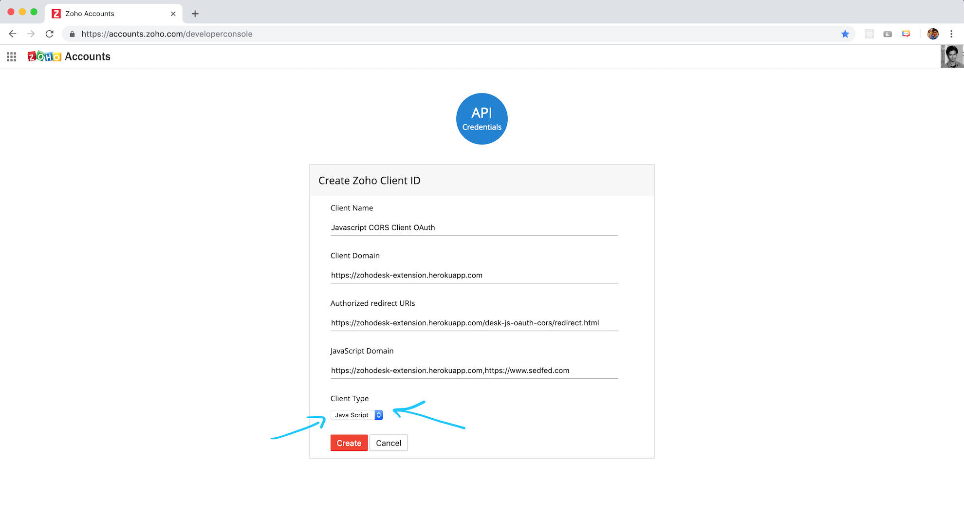 Zoho Oauth For Javascript And Cors